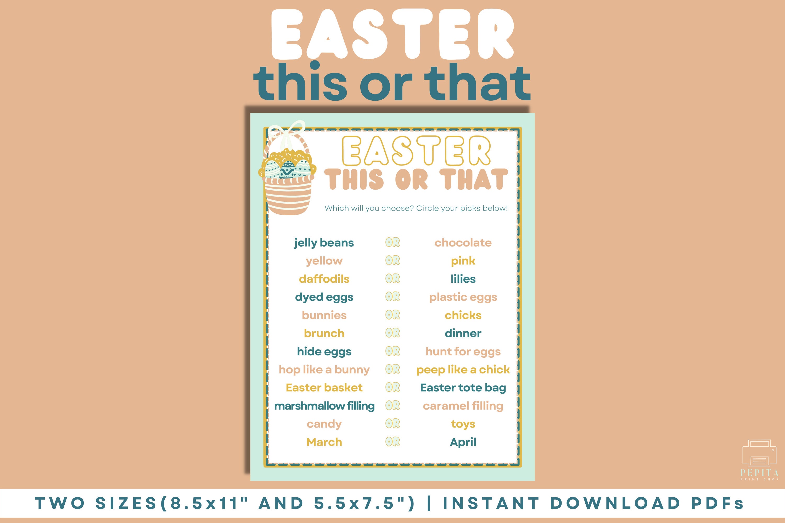 EASTER This or That Printable Game | Easter Party Games, Family Party ...