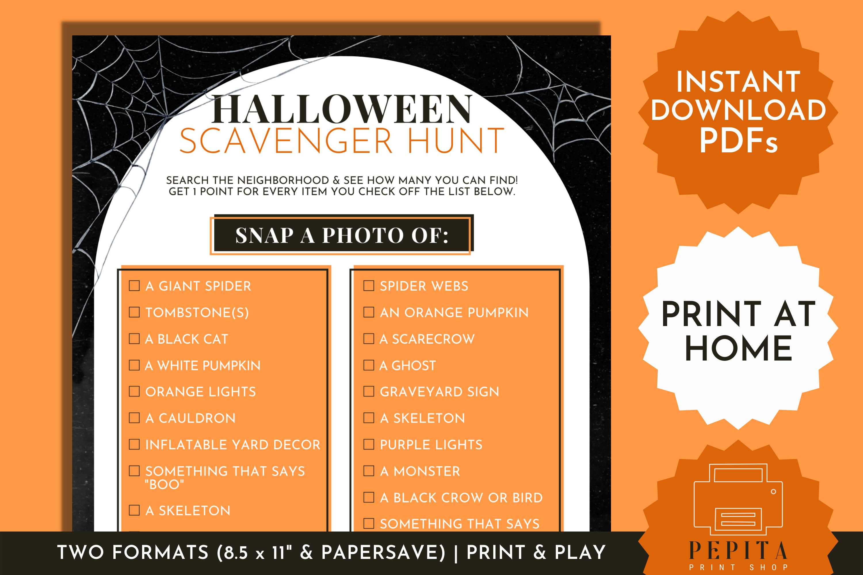 HALLOWEEN Scavenger Hunt | Printable Game, Halloween Party, Game Night ...