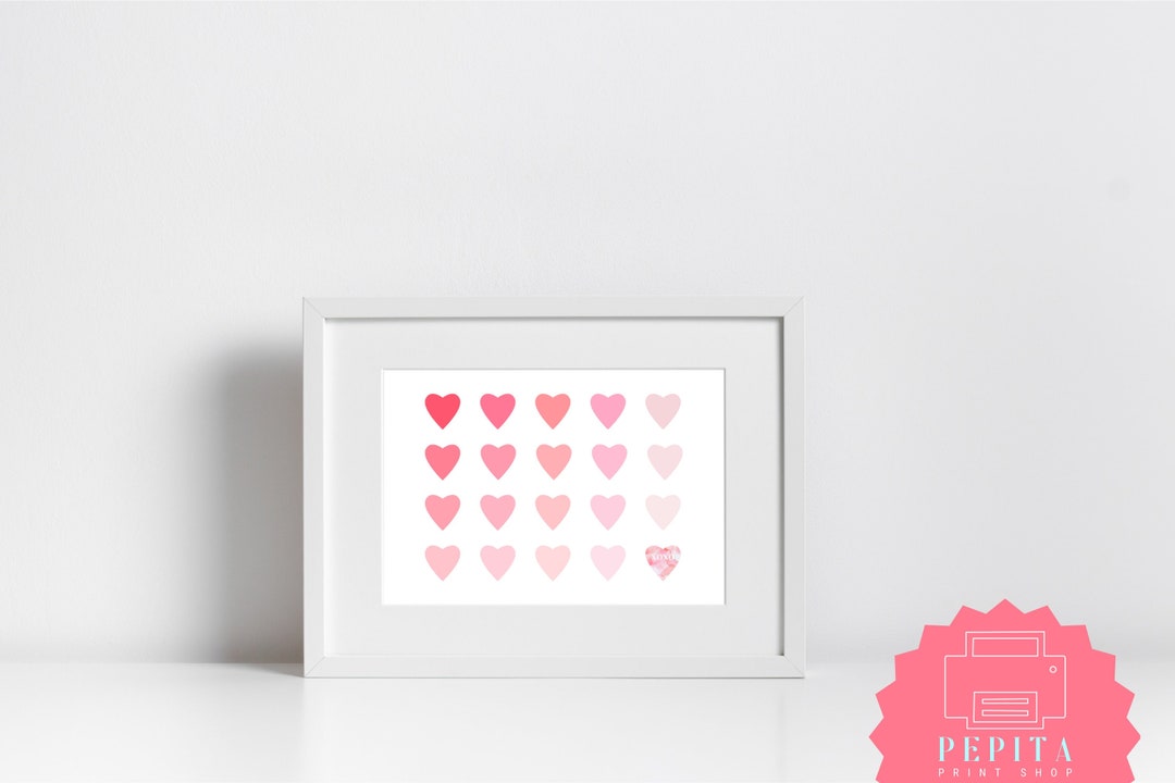 Hearts Grid Digital Art Print | Valentine's Day Art, Instant Download ...