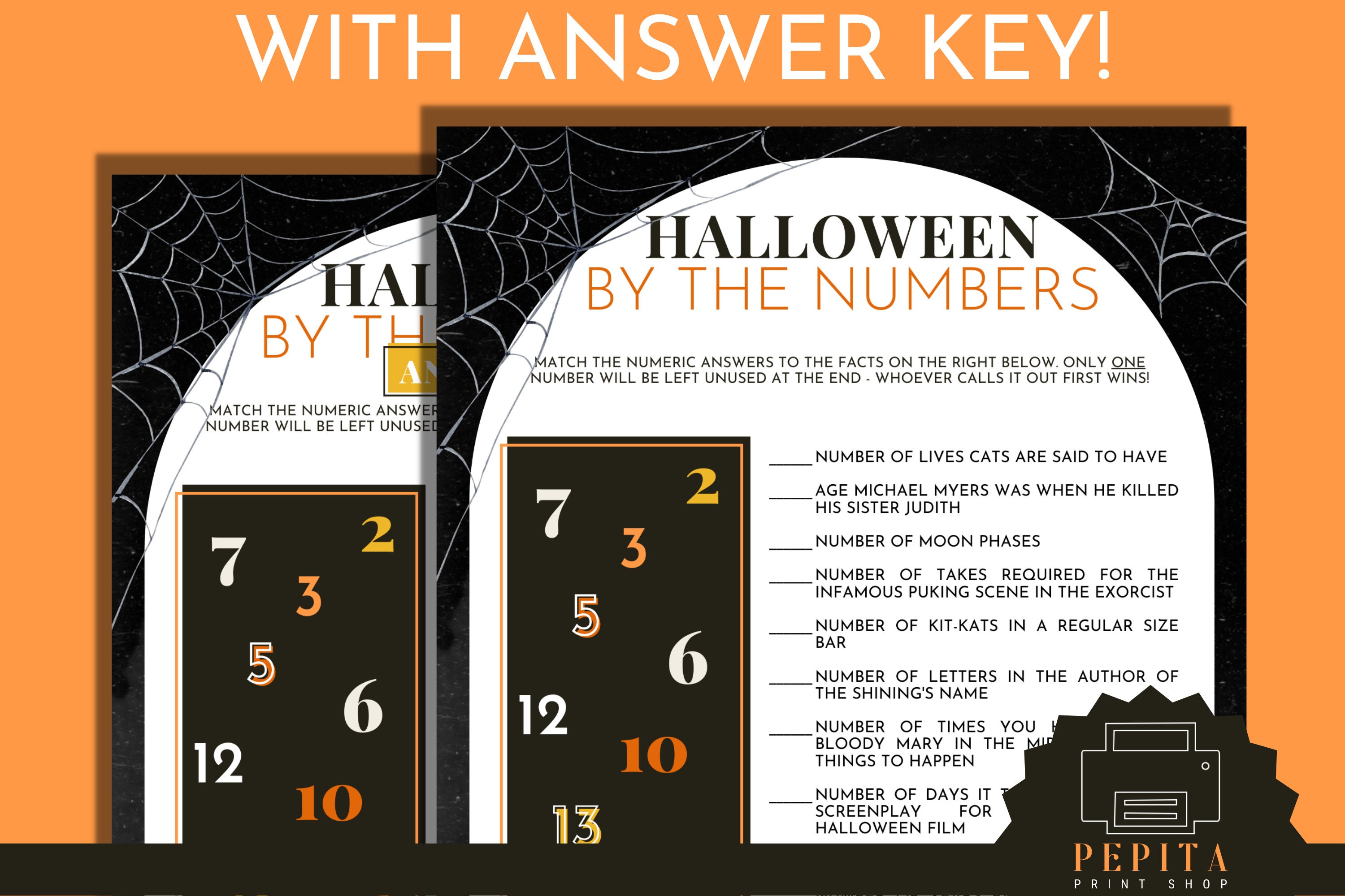 HALLOWEEN by the Numbers | Printable Game, Halloween Party, Game Night ...