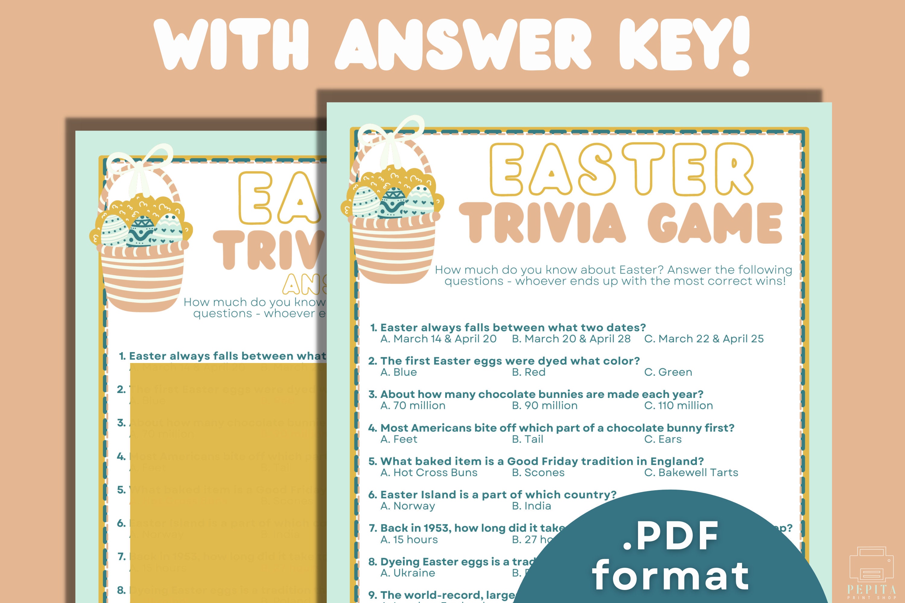 EASTER Trivia Printable Game | Easter Party Games, Family Party Games ...