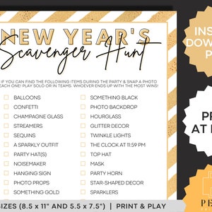 NEW YEAR'S Scavenger Hunt | Printable Game, NYE Party, Game Night, Kids ...