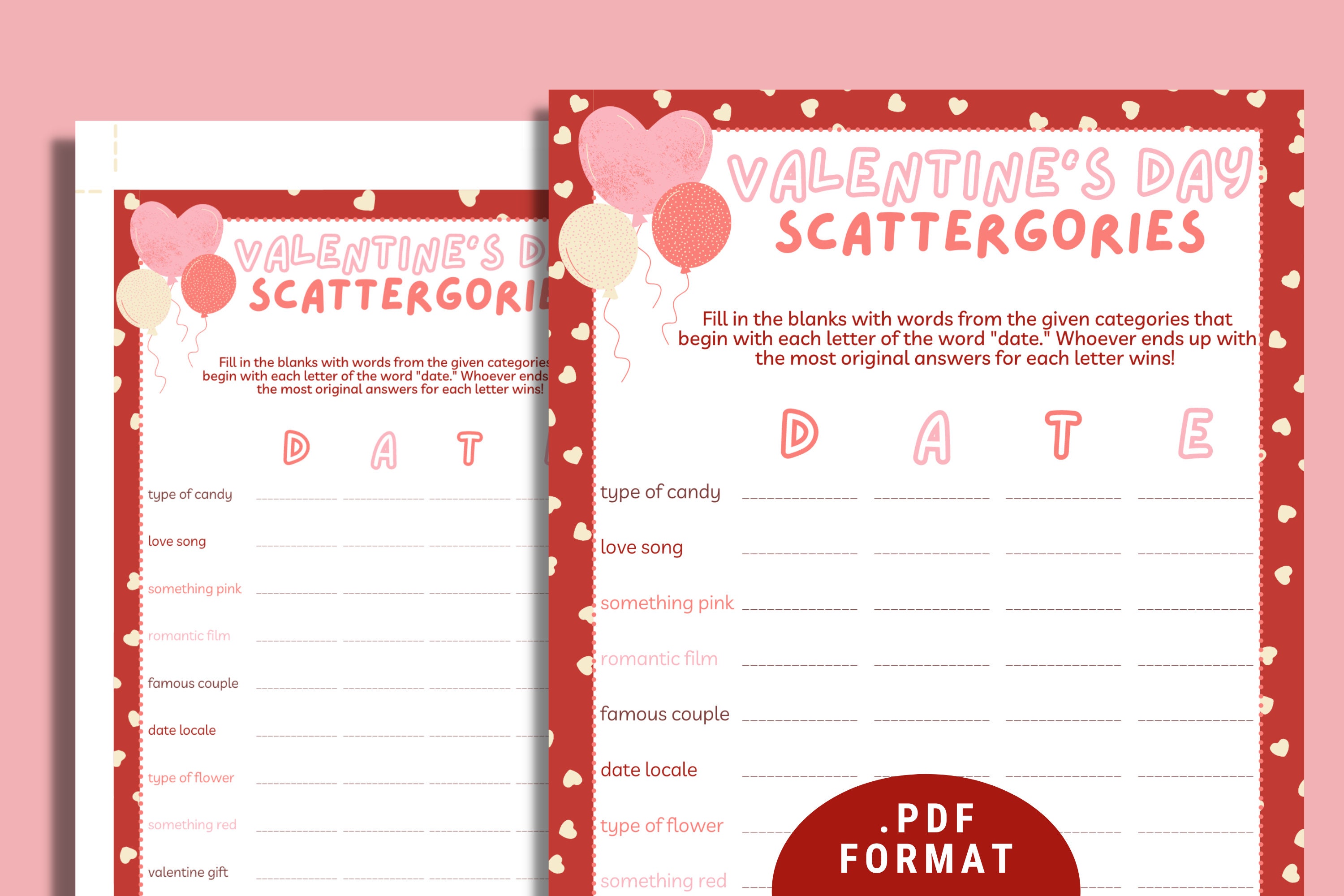 Valentine's Day Scattergories Bundle | Printable Party Games, Games for ...