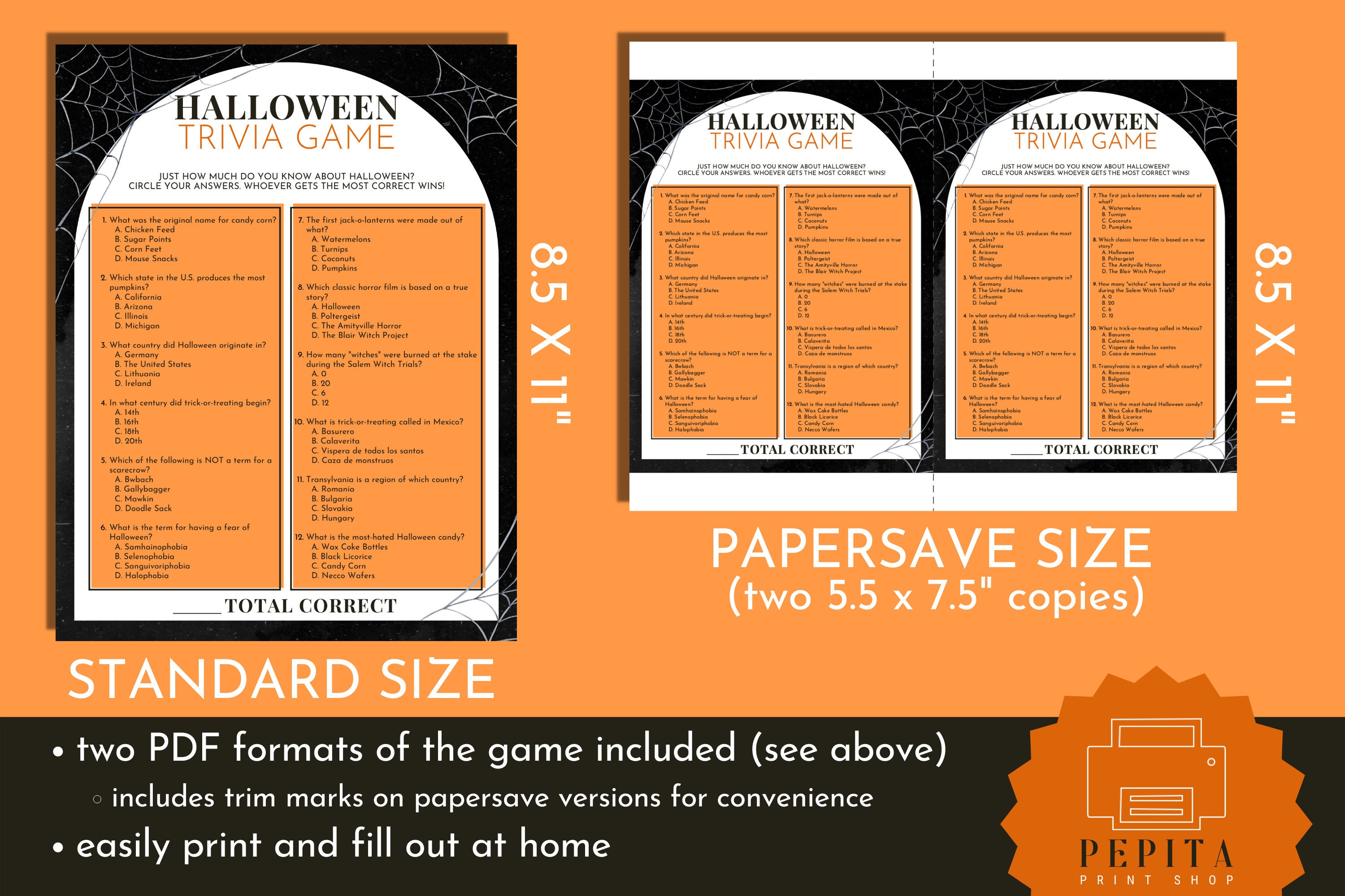 HALLOWEEN Trivia Game | Printable Game, Halloween Party, Game Night ...