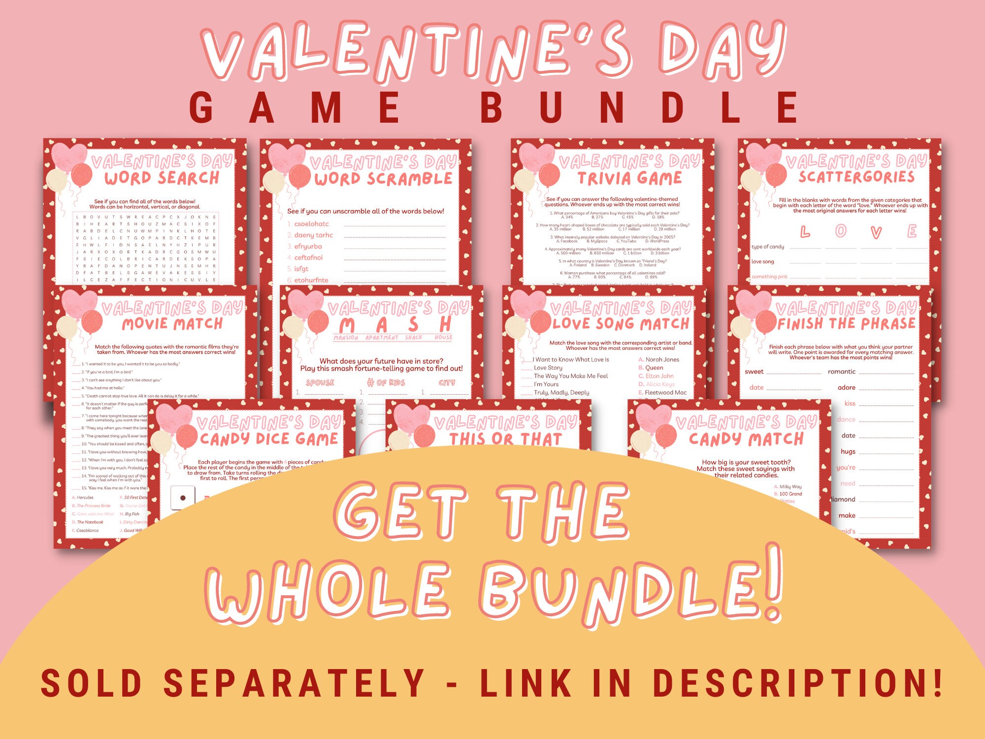 Valentine's Day Movie Match Game | Printable Party Games, Games for ...