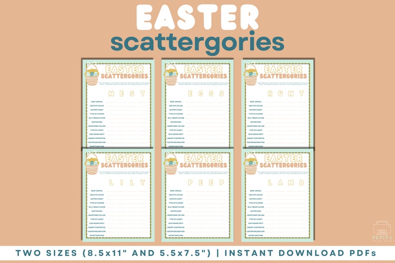 EASTER Scattergories Printable Game | Easter Party Games, Family Party ...