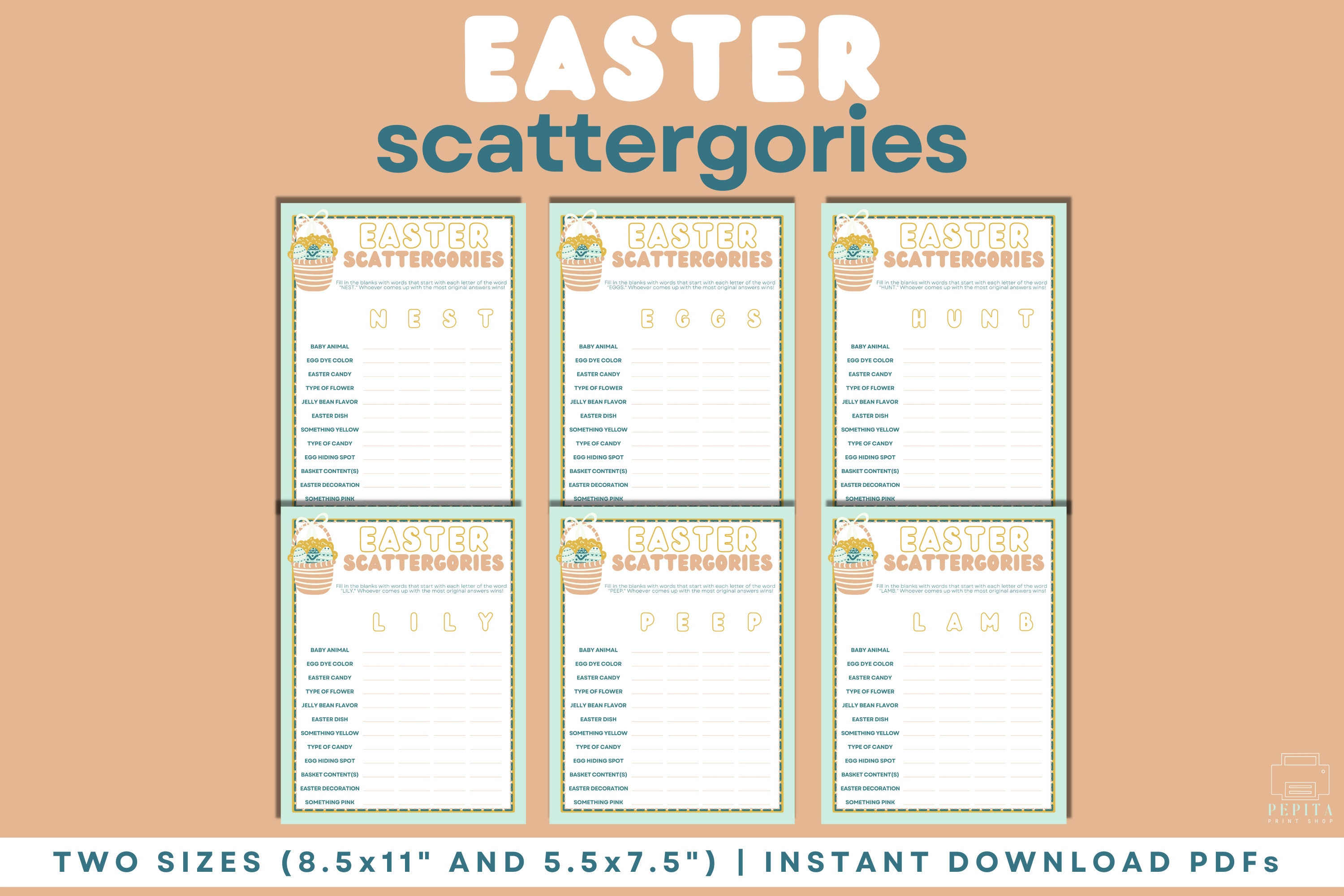 EASTER Scattergories Printable Game | Easter Party Games, Family Party ...