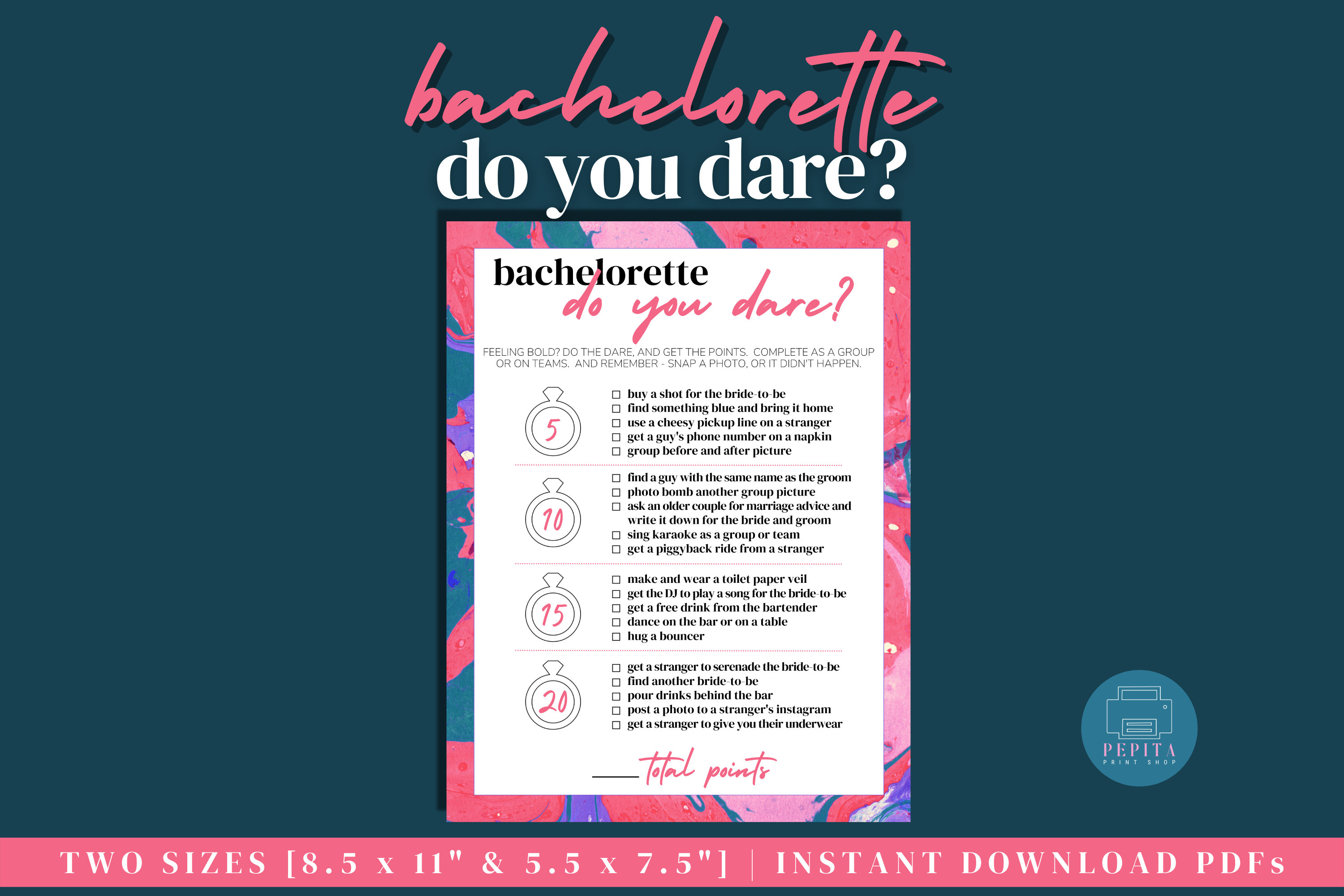 BACHELORETTE PARTY Do You Dare | Bachelorette Printables, Hen Party ...