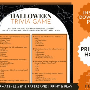 HALLOWEEN Trivia Game | Printable Game, Halloween Party, Game Night ...