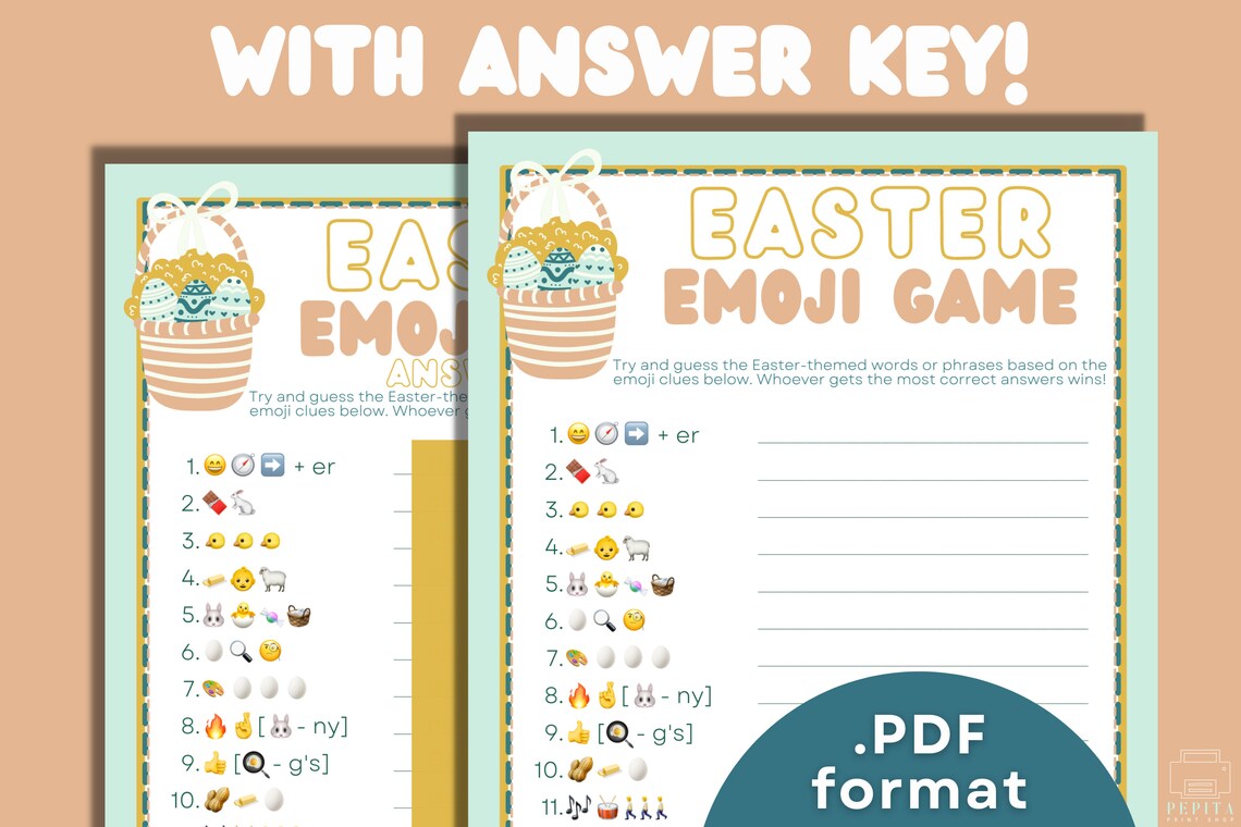 Buy EASTER Emoji Printable Game Easter Party Games, Family Party Games ...