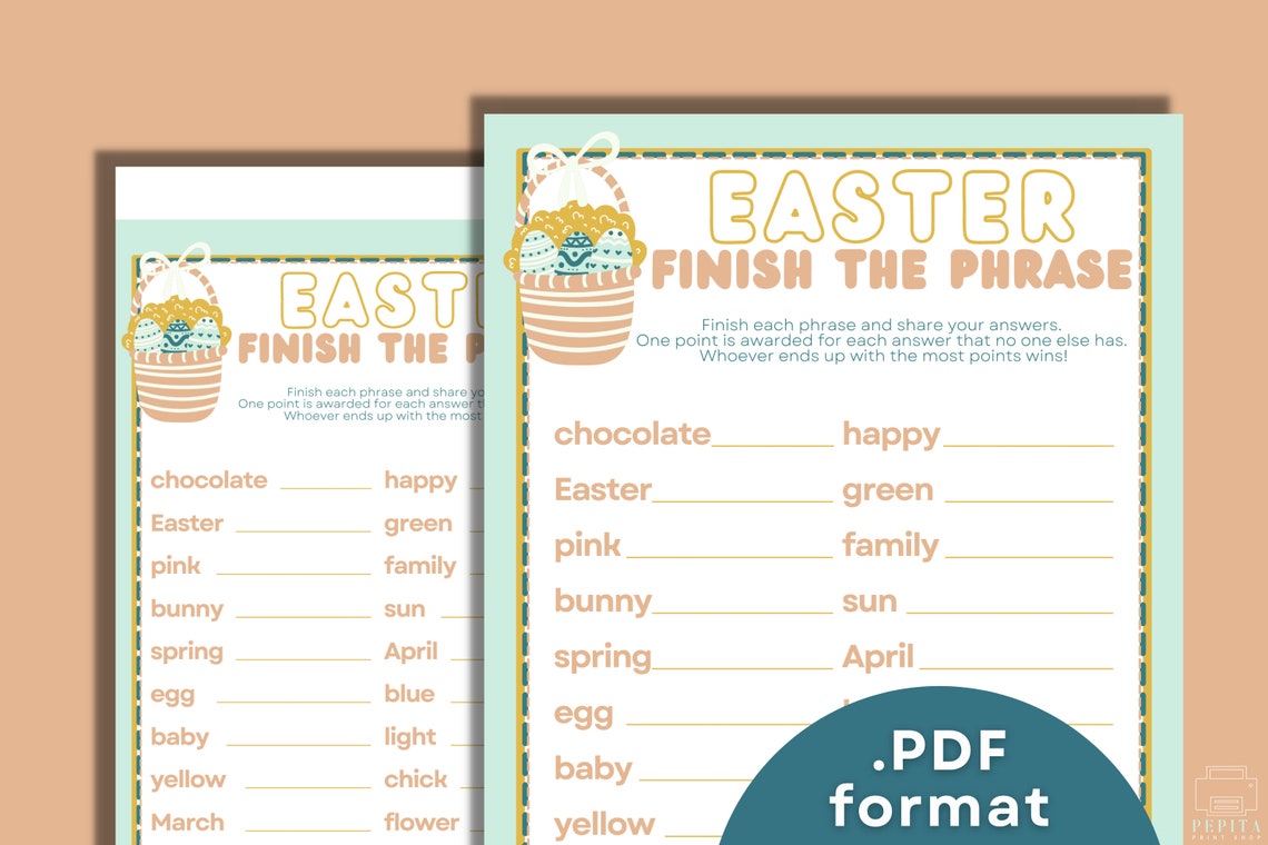 EASTER Finish the Phrase Printable Game | Easter Party Games, Family ...