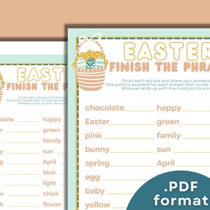 EASTER Finish the Phrase Printable Game | Easter Party Games, Family ...