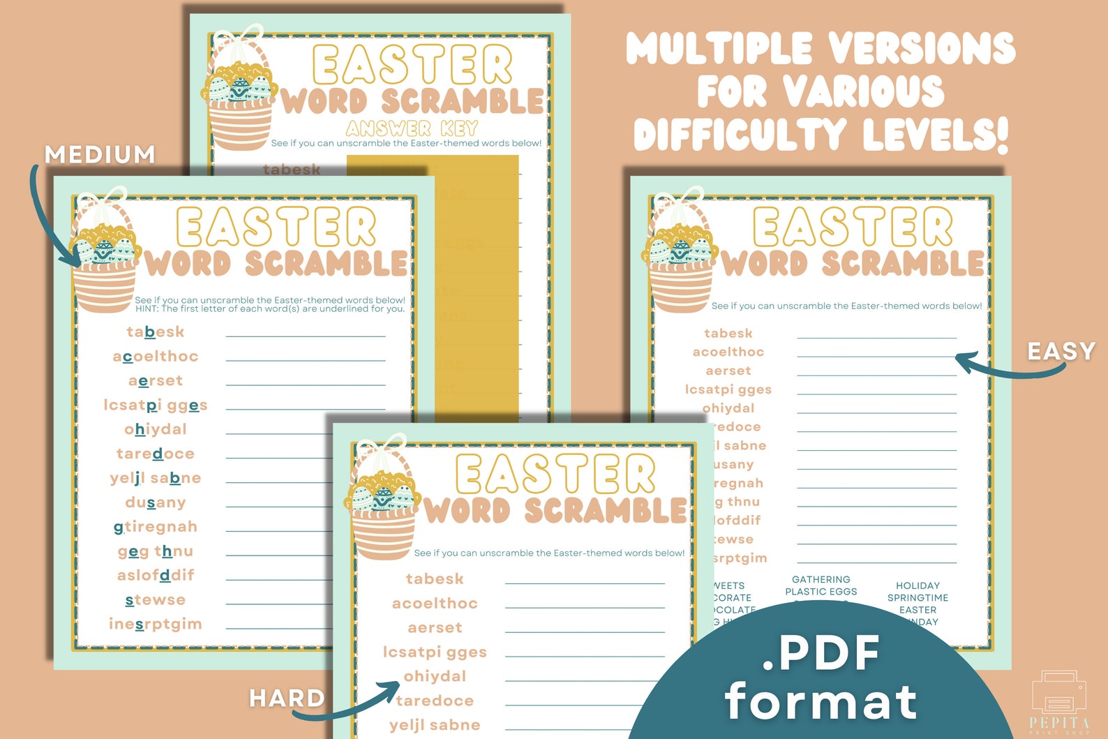 EASTER Word Scramble Printable Game | Easter Party Games, Family Party ...