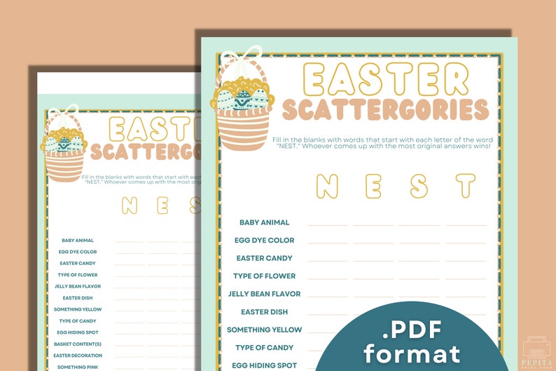 EASTER Scattergories Printable Game | Easter Party Games, Family Party ...