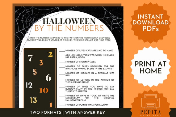 HALLOWEEN by the Numbers Printable Game Halloween Party - Etsy