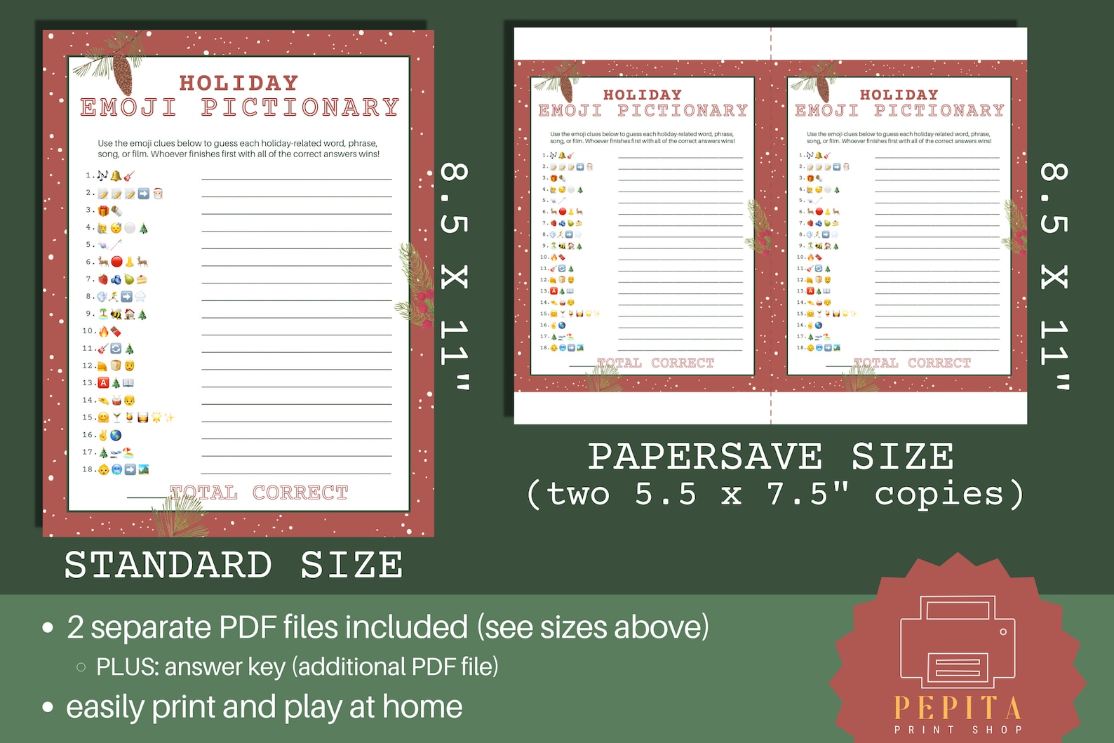 HOLIDAY Emoji Pictionary | Printable Game, Holiday Party, Game Night ...