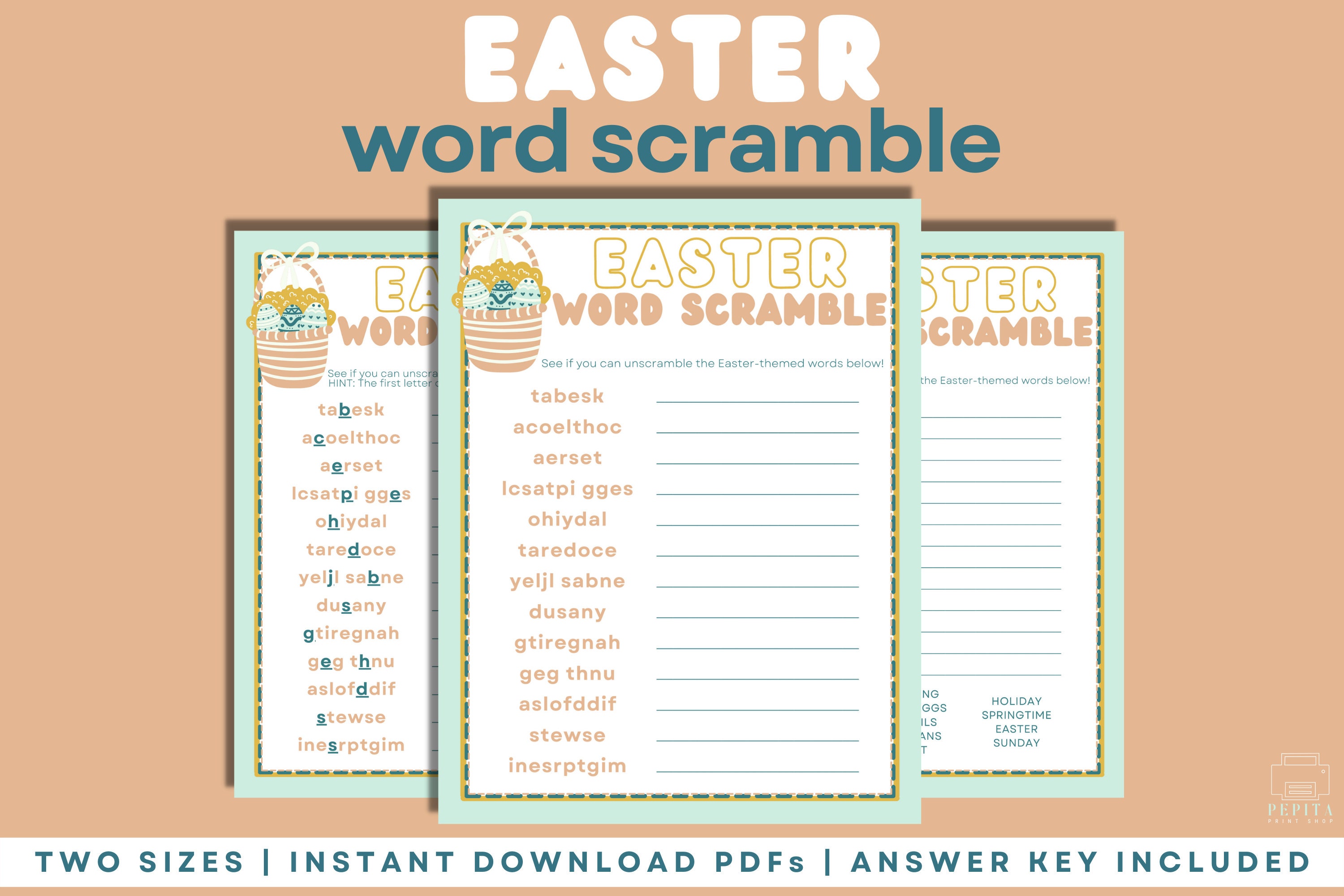 EASTER Word Scramble Printable Game | Easter Party Games, Family Party ...