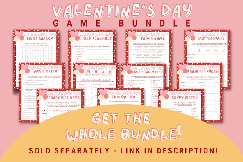 Valentine's Day MASH Game | Printable Party Games, Games for Kids and ...