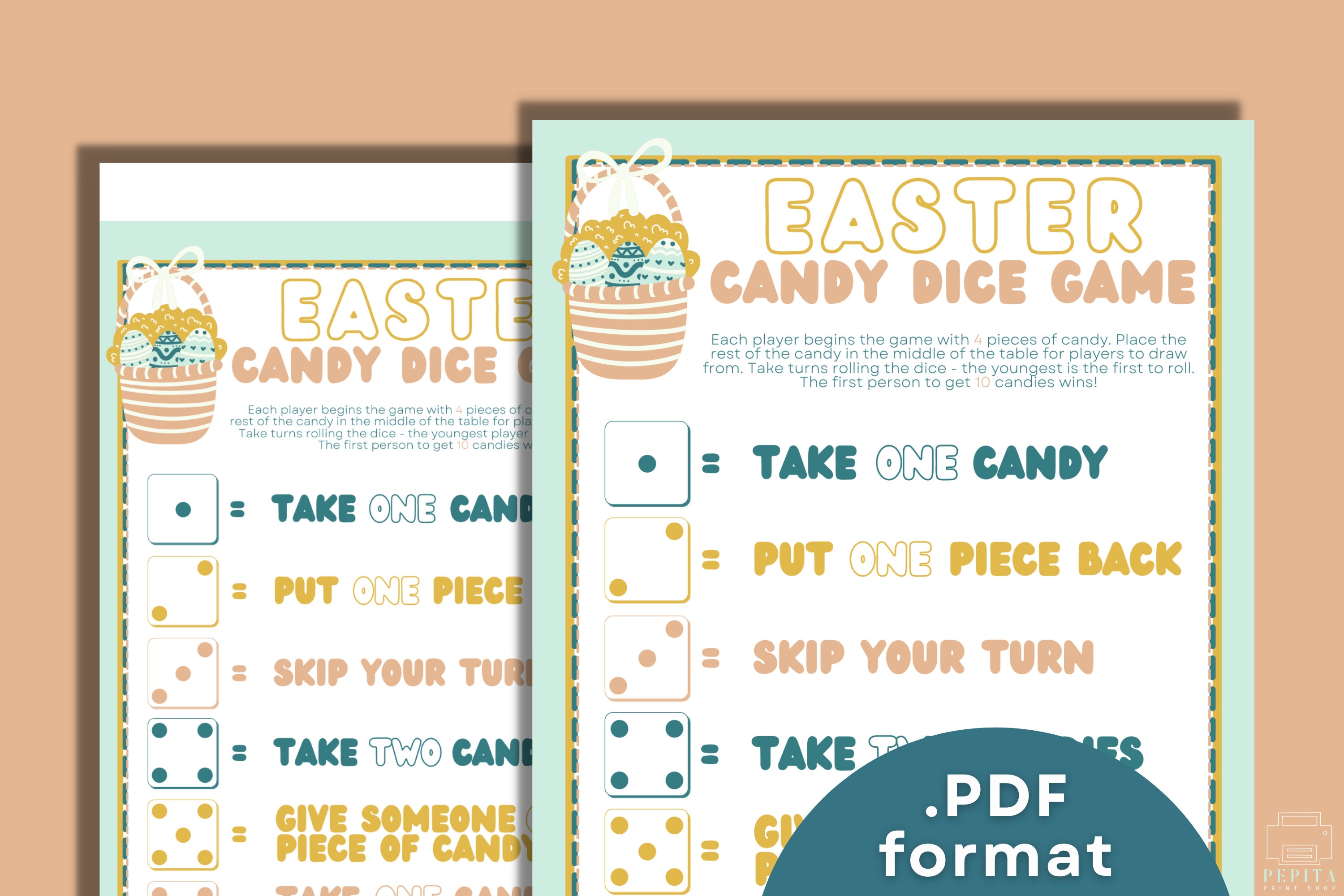 EASTER Candy Dice Printable Game | Easter Party Games, Family Party ...