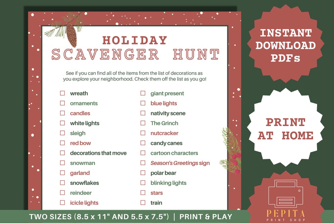 HOLIDAY Scavenger Hunt | Printable Game, Holiday Party, Game Night ...