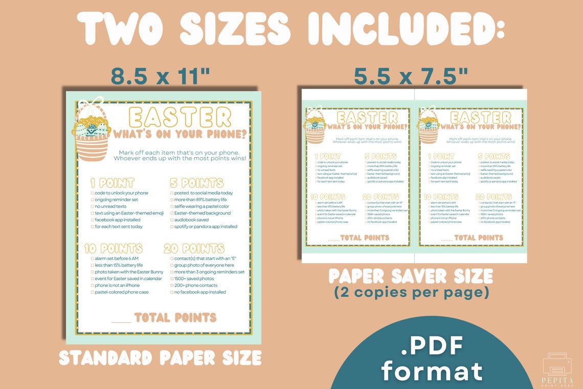 EASTER What's on Your Phone? Printable Game | Easter Party Games ...