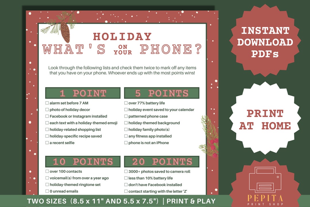 HOLIDAY What's on Your Phone? | Printable Game - Etsy