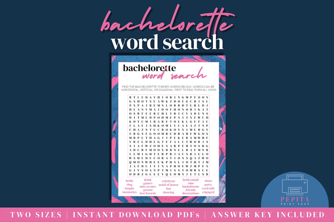 BACHELORETTE PARTY Word Search | Bachelorette Printables, Hen Party ...