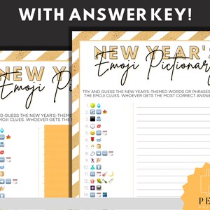 NEW YEAR'S Emoji Pictionary Printable Game, NYE Party, Game Night, Kids ...