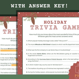 HOLIDAY Trivia Game | Printable Game, Holiday Party, Game Night, Kids ...