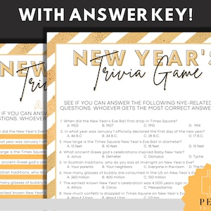 NEW YEAR'S Trivia Game | Printable Game, NYE Party, Game Night, Kids ...