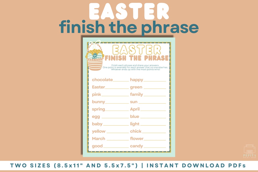 EASTER Finish the Phrase Printable Game | Easter Party Games, Family ...