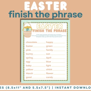 EASTER Finish the Phrase Printable Game | Easter Party Games, Family ...