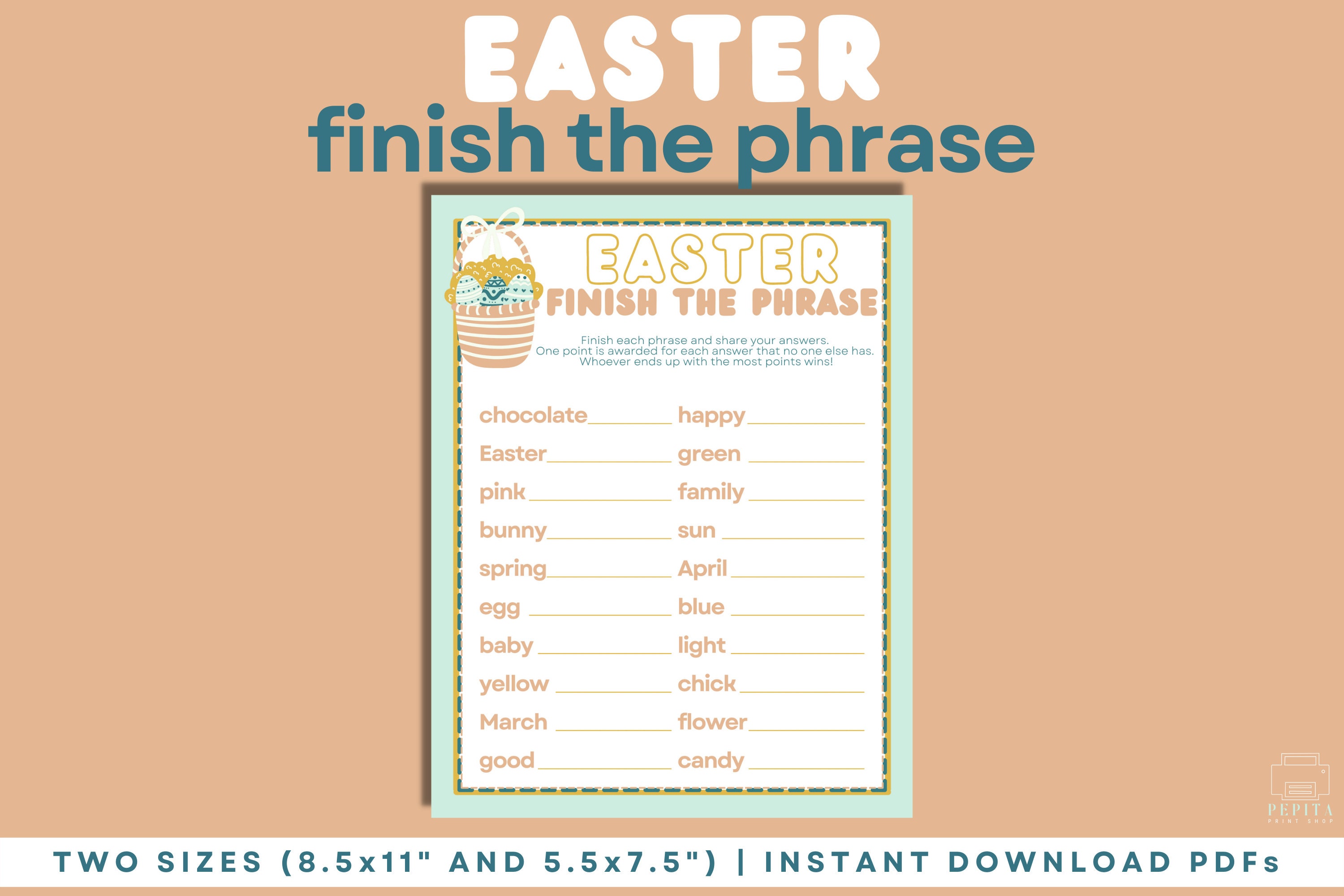 EASTER Finish the Phrase Printable Game | Easter Party Games, Family ...