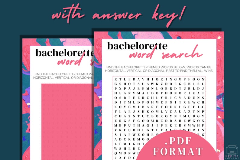 BACHELORETTE PARTY Word Search | Bachelorette Printables, Hen Party ...