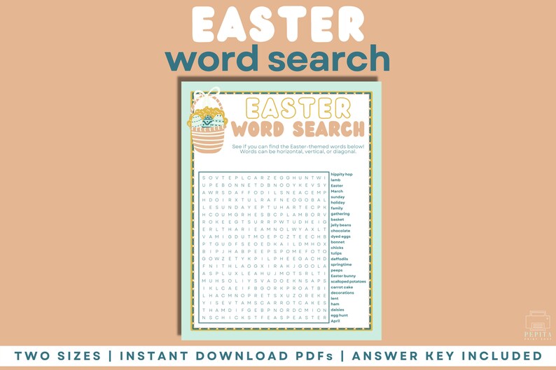 EASTER Word Search Printable Game | Easter Party Games, Family Party ...