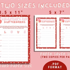 Valentine's Day Scattergories Bundle | Printable Party Games, Games for ...