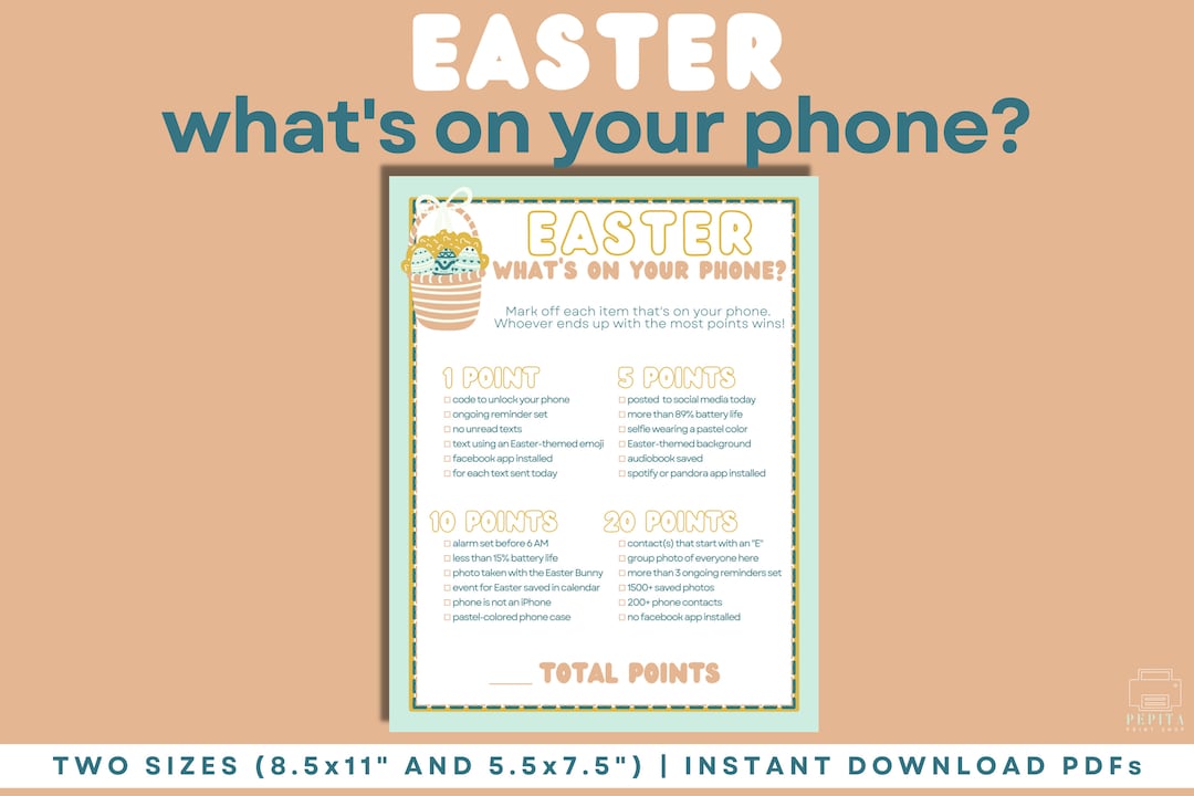 EASTER What's on Your Phone? Printable Game | Easter Party Games ...