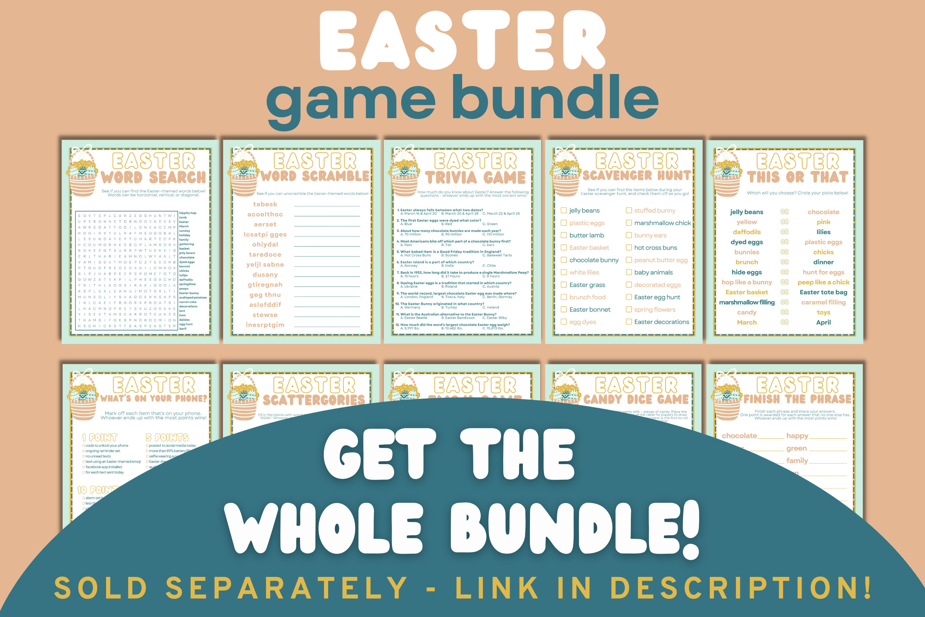 EASTER Trivia Printable Game | Easter Party Games, Family Party Games ...
