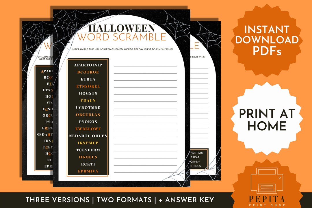 HALLOWEEN Word Scramble | Printable Game, Halloween Party, Game Night ...
