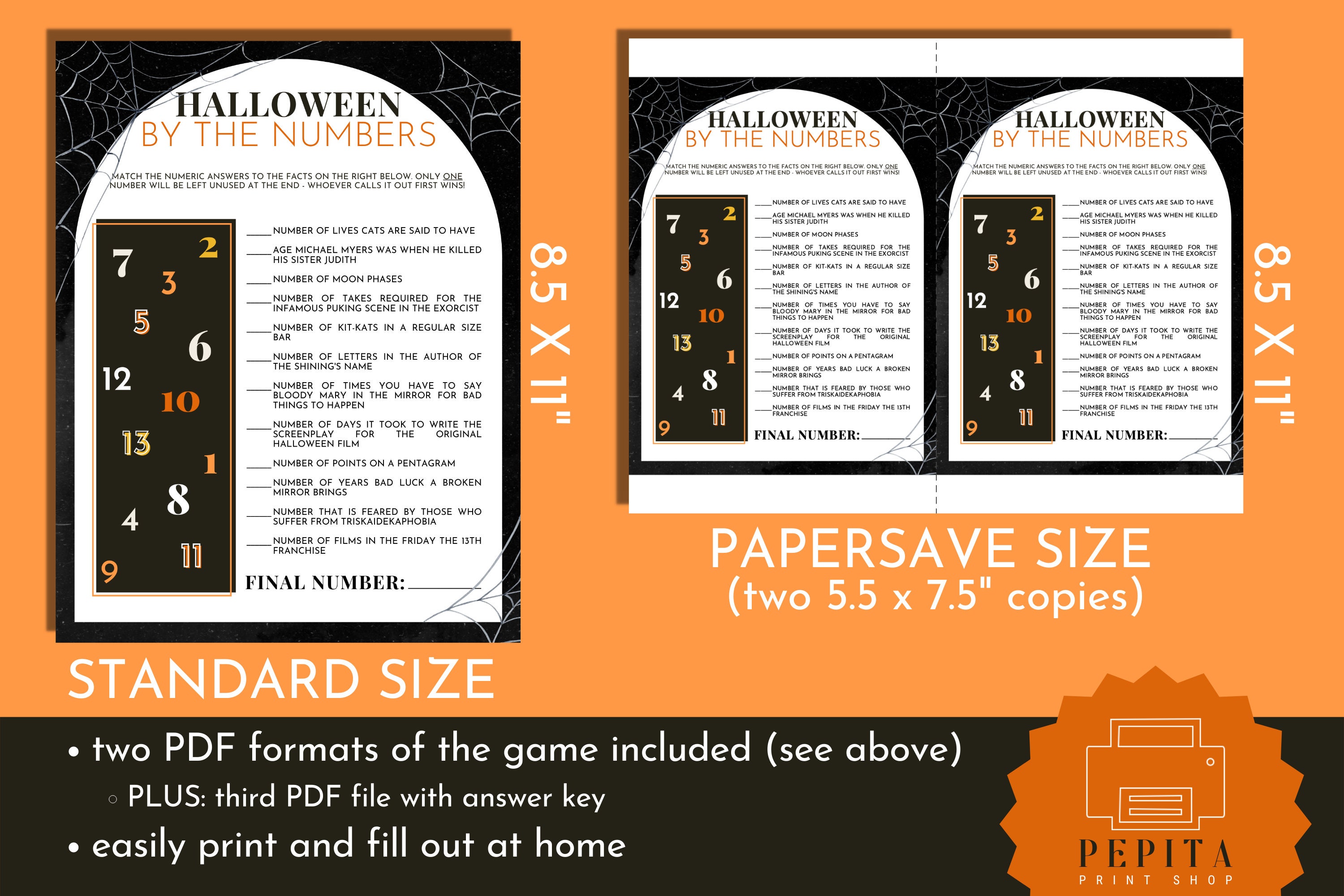 HALLOWEEN by the Numbers | Printable Game, Halloween Party, Game Night ...