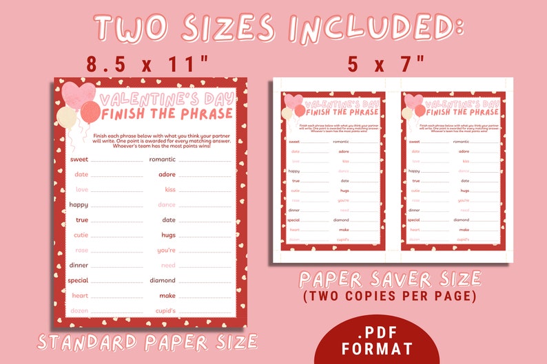Valentine's Day Finish the Phrase Game | Printable Party Games, Games ...