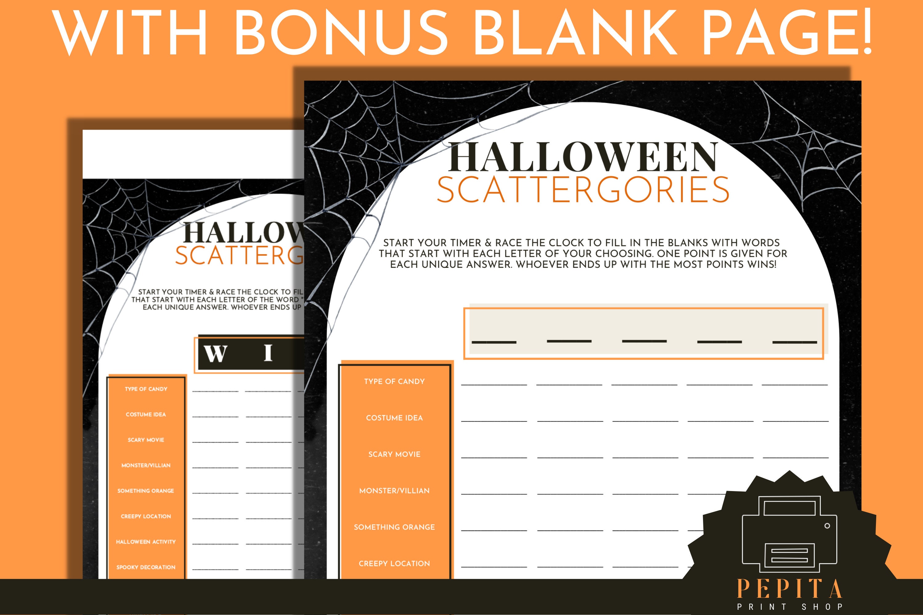 HALLOWEEN Scattergories Printable Game Halloween Party - Etsy