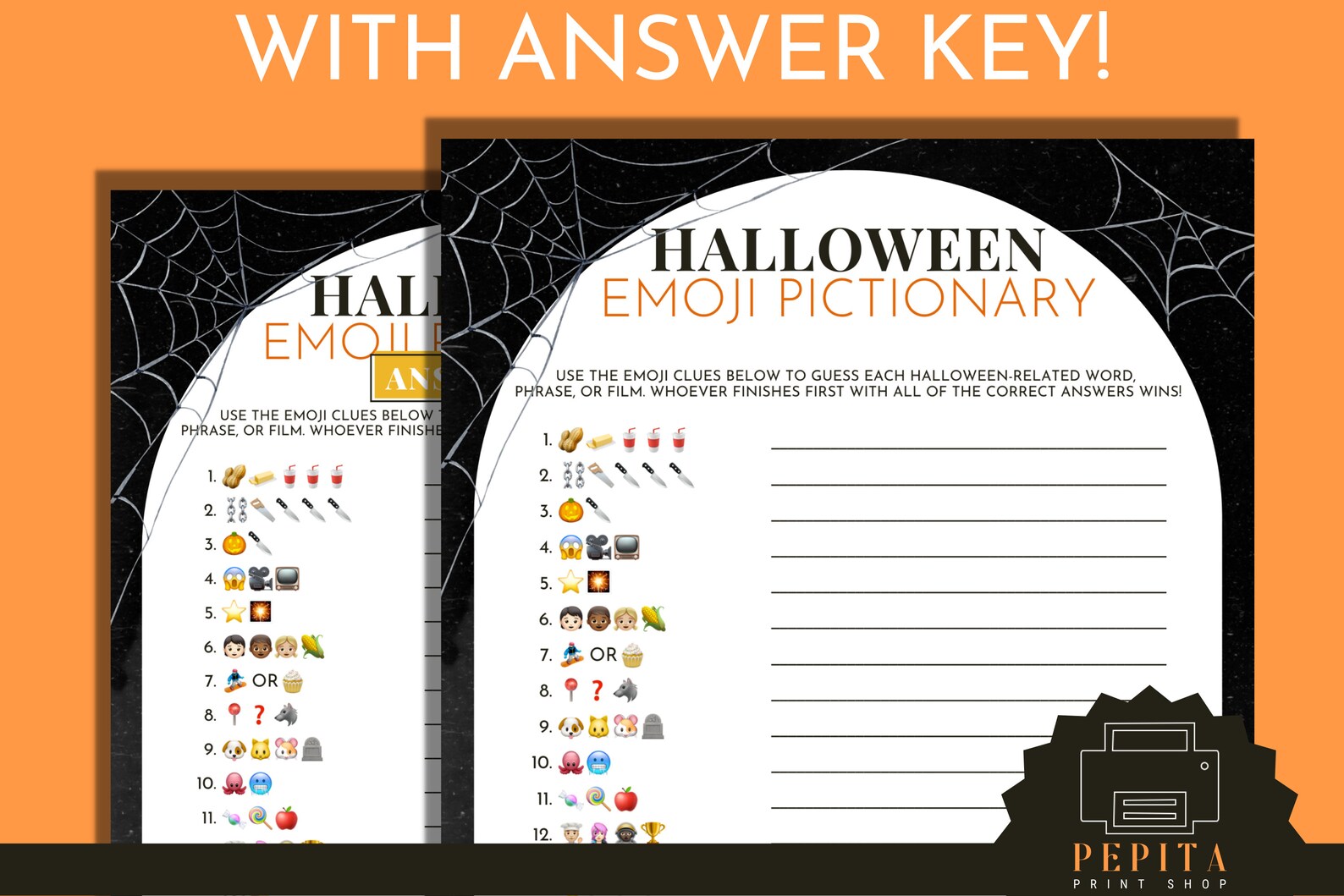 HALLOWEEN Emoji Pictionary Printable Game Halloween Party - Etsy