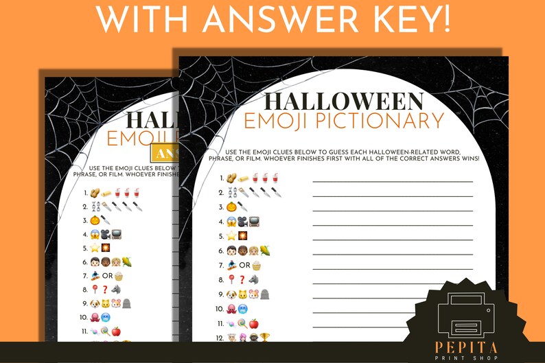 HALLOWEEN Emoji Pictionary | Printable Game, Halloween Party, Game ...