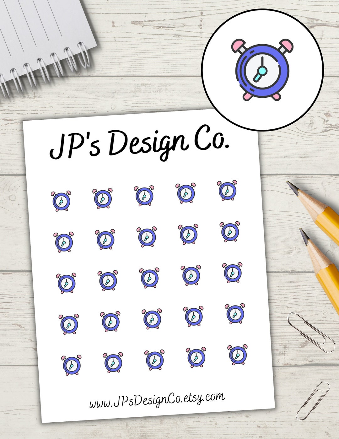 Alarm Clock Planner Stickers, Planner Stickers for Calendar, Reminder ...