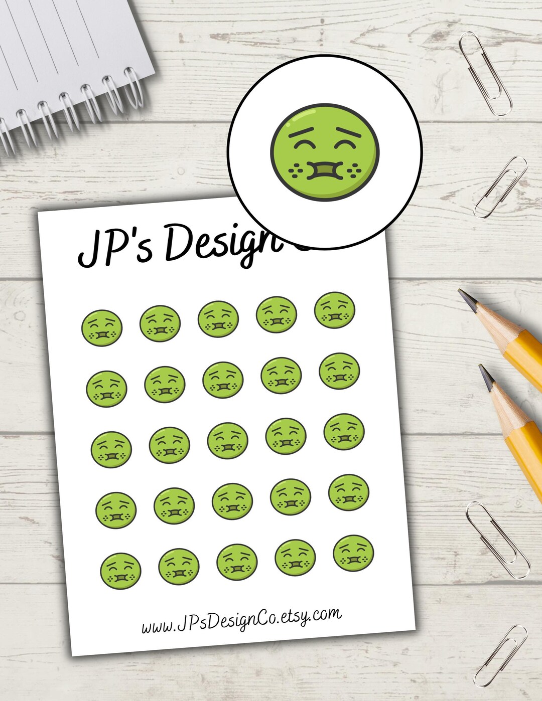 Emoji Planner Stickers, Sick Emoji Planner Stickers, Vomiting Emoji ...
