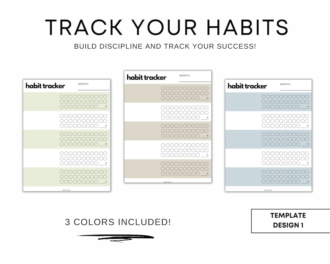 Habit Tracking Templates, Habit Trackers, Digital and Printable ...