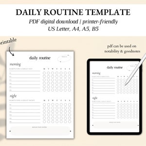 Daily Routines Planner | Modern and Minimalist Planner Template ...