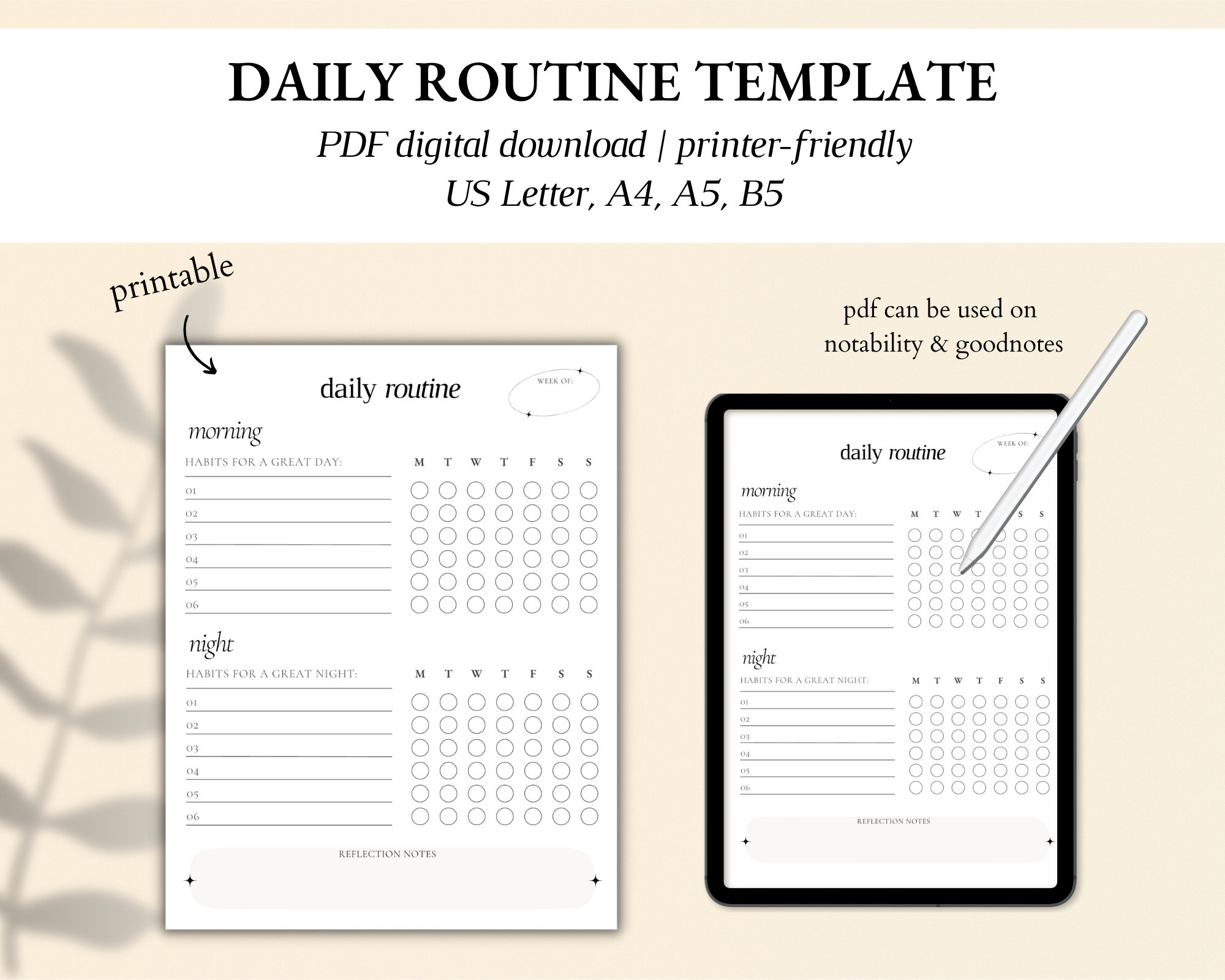 Daily Routines Planner Modern and Minimalist Planner Template Morning ...