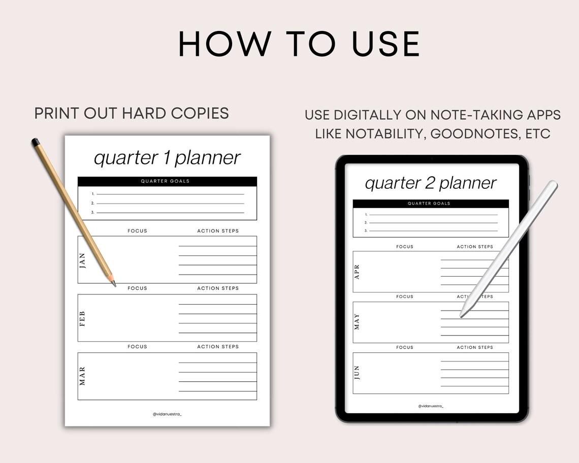 Quarterly Planner, 90-day Goal Quarter Planner Template, 3 Months ...